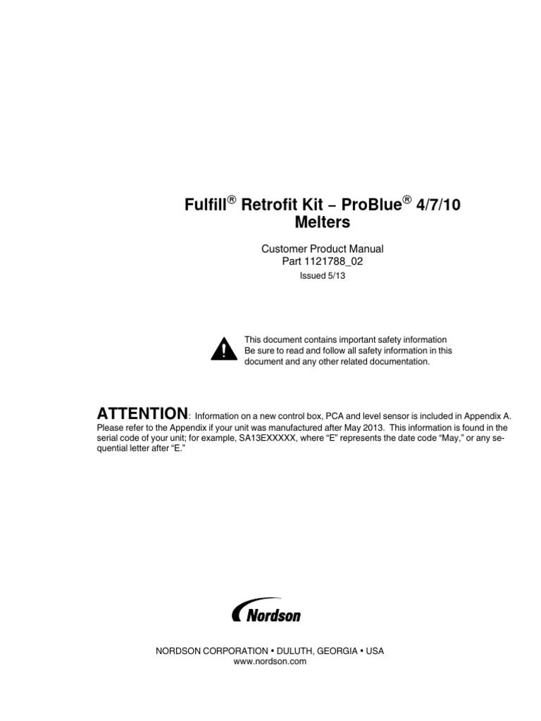 Fulfill Retrofit Kit ProBlue 4710 | PDF | Safety | Polyurethane