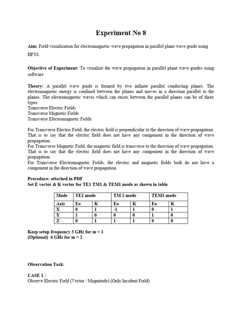 Experiment No 8 Field Visualization For Electromagnetic Wave ... Experiment No 8 Field Visualization For Electromagnetic Wave ...