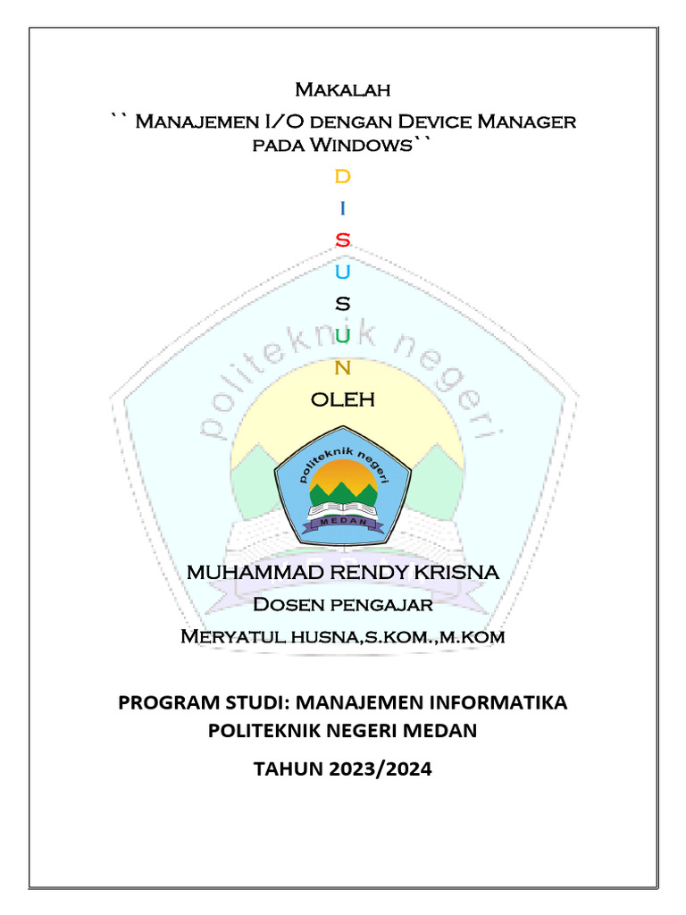 Manajemen I, O Dengan Device Manager Pada Windows | PDF
