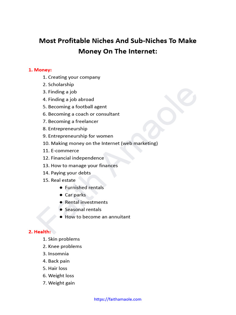 Profitable Niches On The Internet | PDF