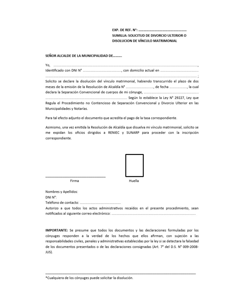 Modelo de Solicitud de Divorcio Ulterior | PDF Modelo de Solicitud de Divorcio Ulterior | PDF