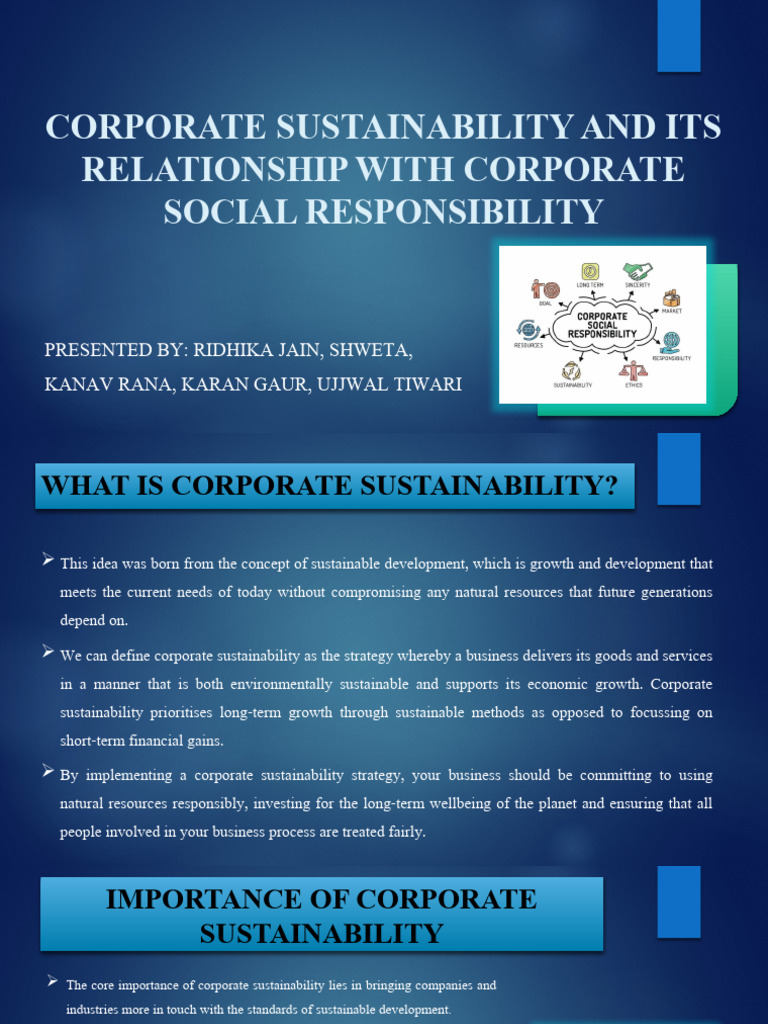 Corporate Sustainability and Its Relationship With CSR | PDF | Corporate Social Responsibility ...