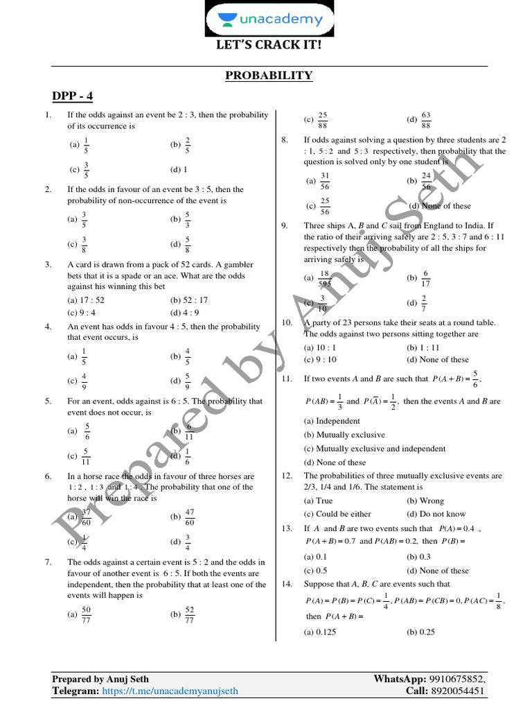 Probability 4 | PDF | Odds | Probability