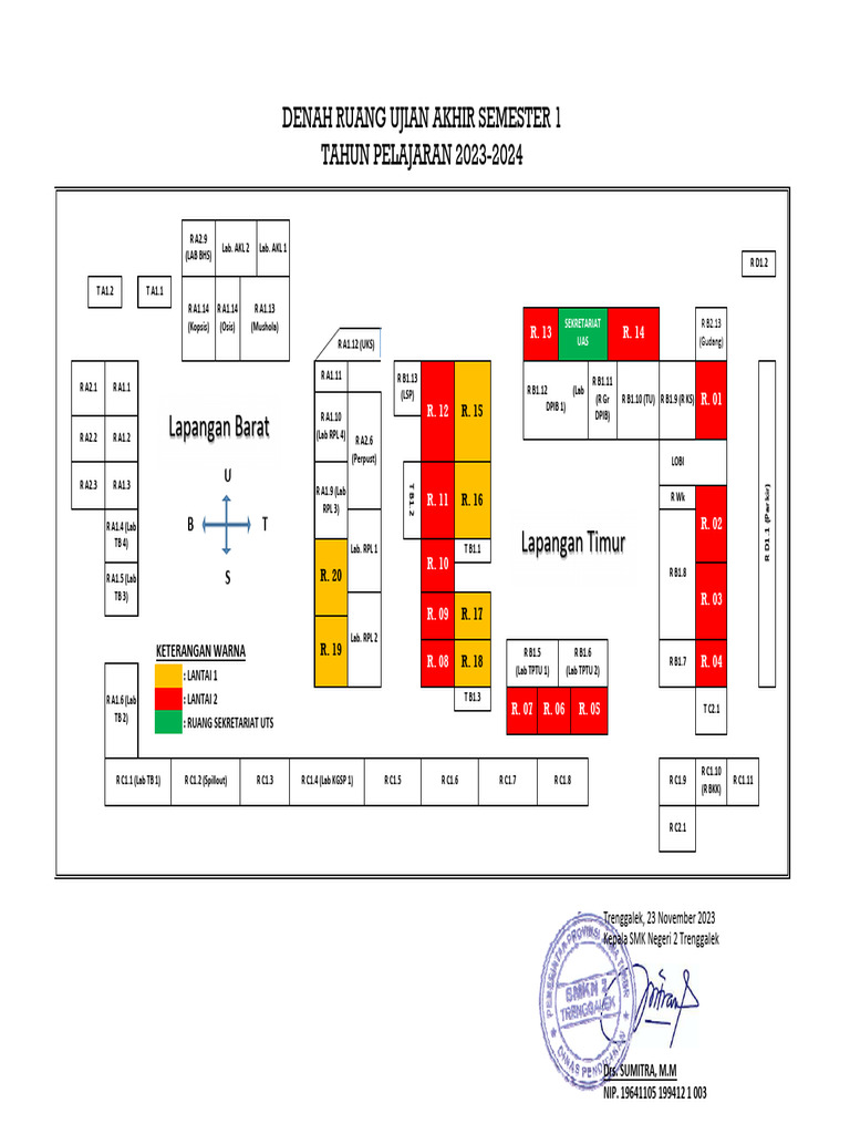 Denah Ruang UAS 1 2324 | PDF