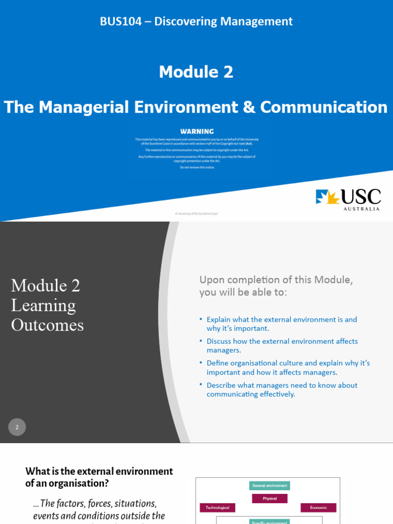 BUS104 Module 2 Full Set of Slides | PDF | Communication | Organizational Culture