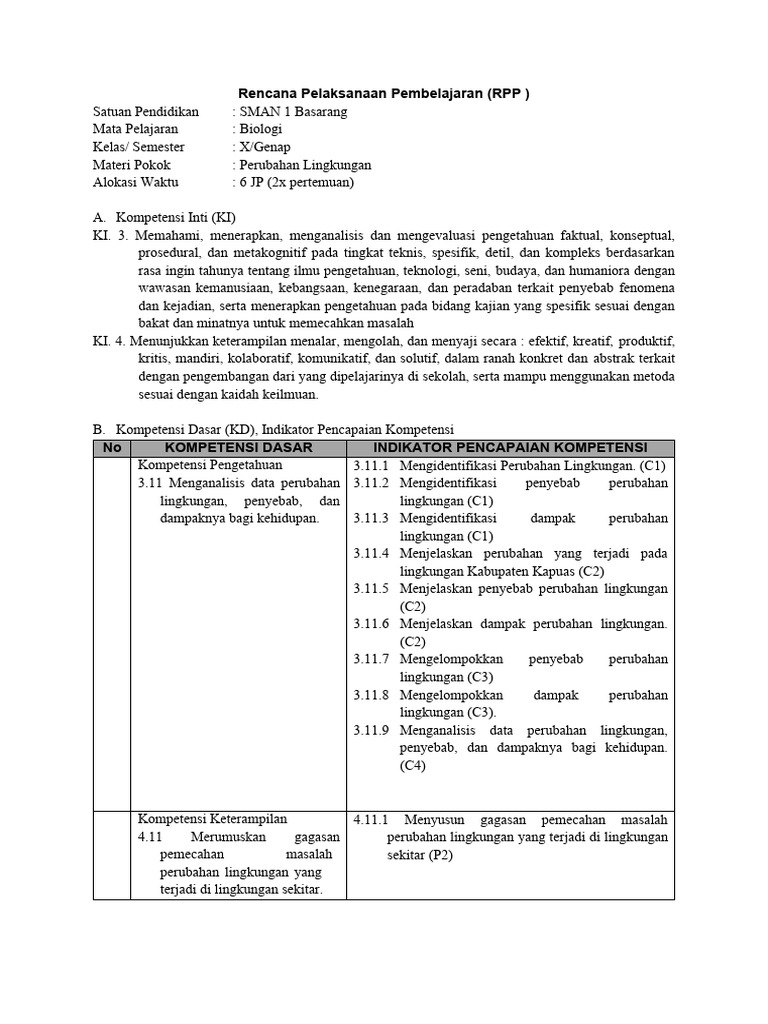 Contoh RPP-diferensiasi-perubahan-lingkungan | PDF
