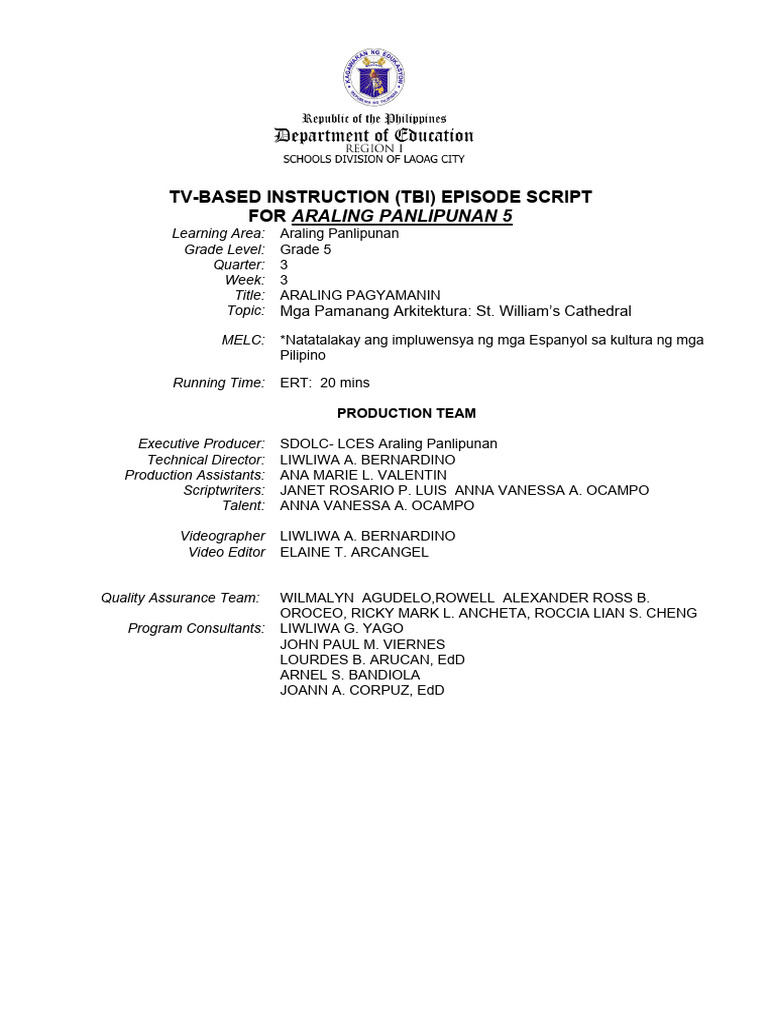 Pamanang Arkitektura - ETV Script | PDF