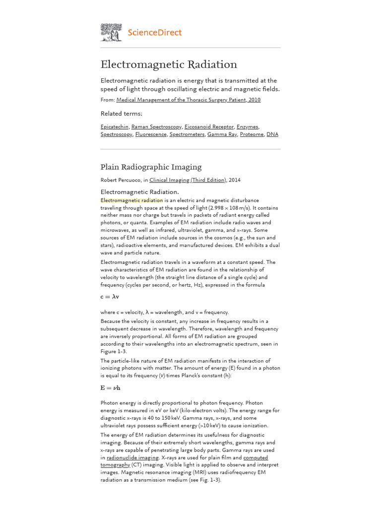 Electromagnetic Radiation: Plain Radiographic Imaging | PDF ...