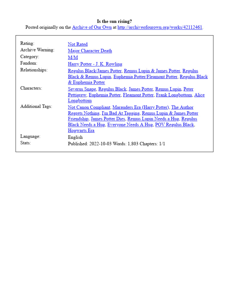 Is The Sun Rising | PDF | Harry Potter | Contemporary Fantasy Novels