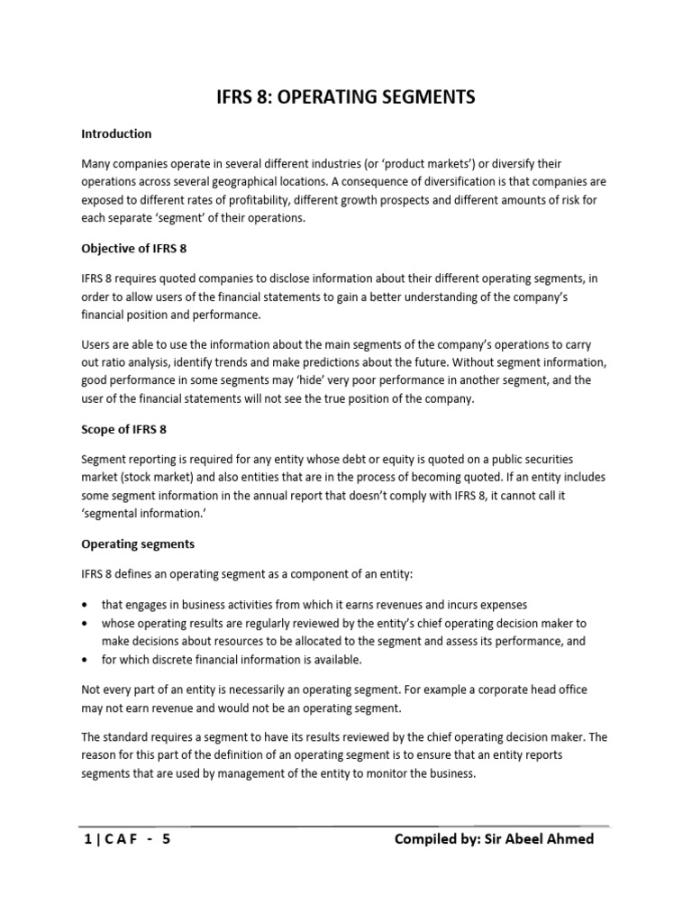 Ifrs 8 | PDF | Revenue | Financial Statement