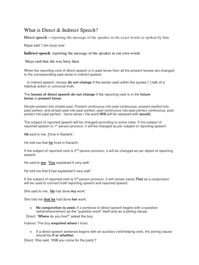 Rules of Indirect Speech | PDF | Semantics | Linguistics