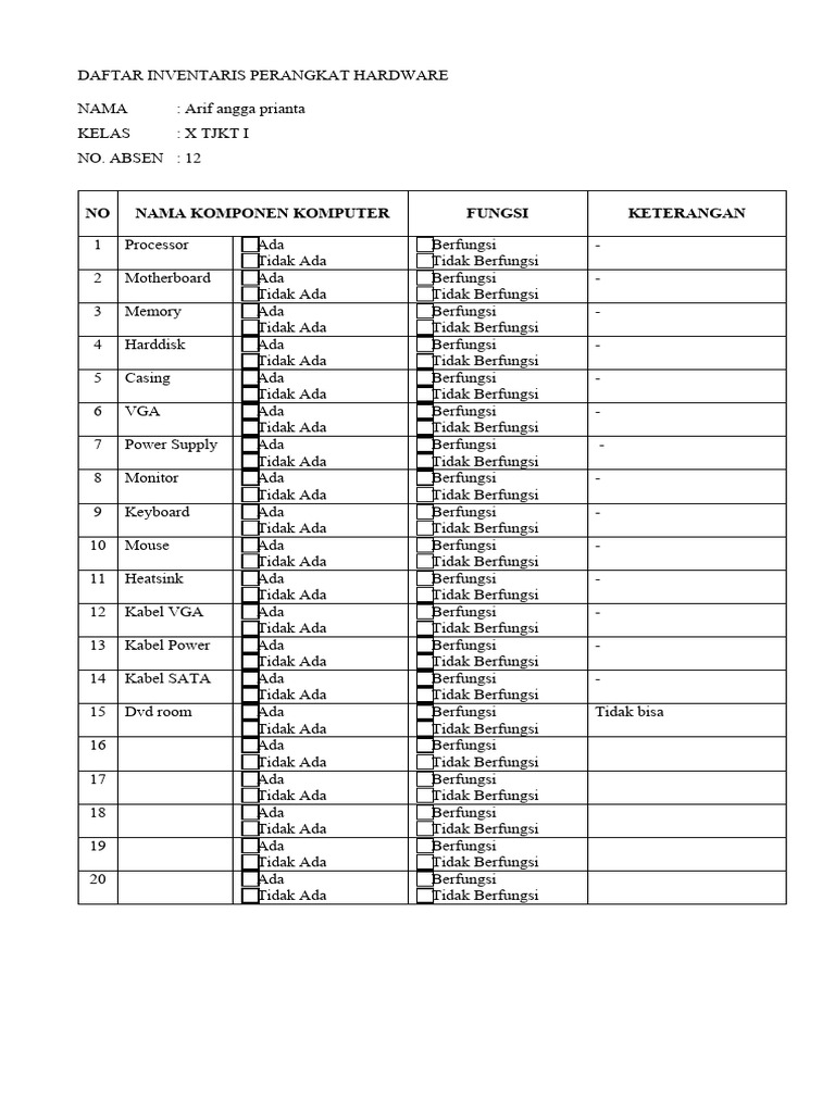 Daftar Inventaris Hardware.1700551789632 | PDF