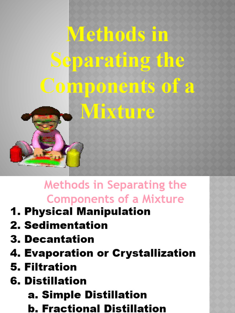 Methods in Separating The Components of A Mixture | PDF | Distillation | Mixture