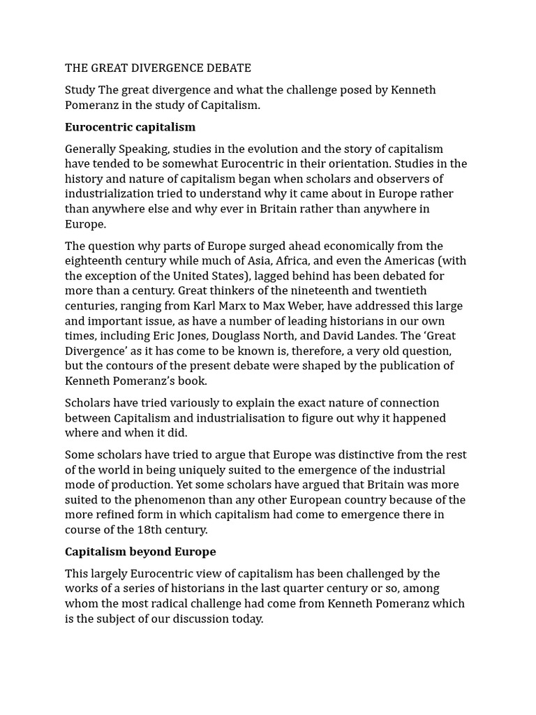 Eurocentric Capitalism | PDF | Economic Growth | Capitalism