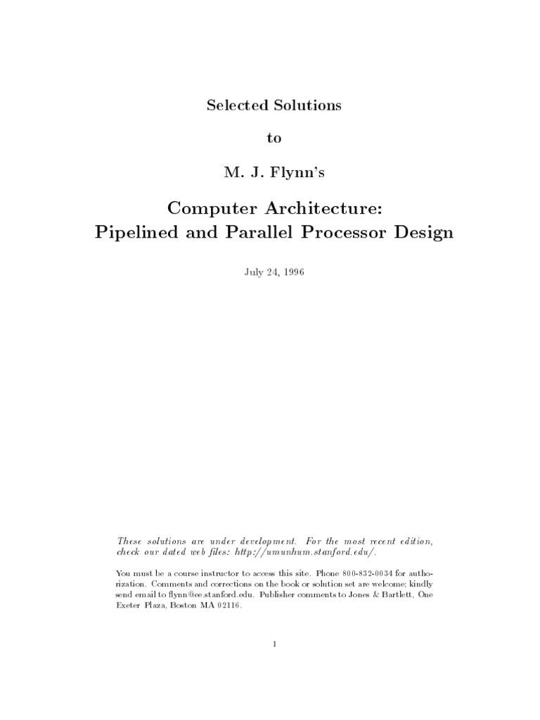 Solutions Manual To Computer Architecture Pipelined And Parallel Processor Design Pdf Cpu