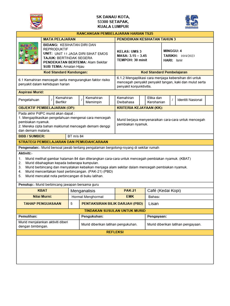 RPH Bertema PK Tahun 3 2023 | PDF | Karier & Perkembangan