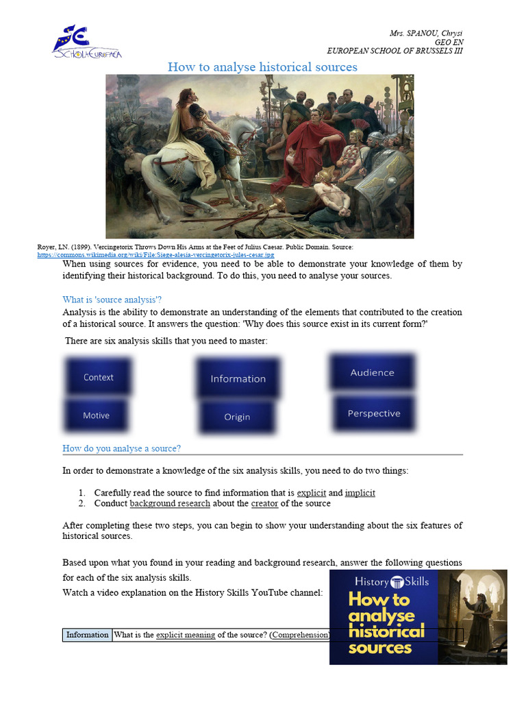 Analyzing Historical Sources Guide | PDF | Information | Understanding