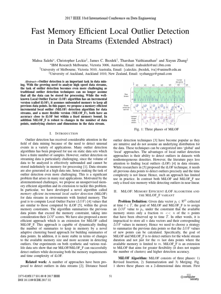 Fast Memory Efficient Local Outlier Detection | PDF | Outlier | Data