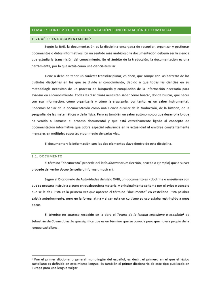 Tema 1. Concepto de Documentación e Información Documental | PDF | Información | Comunicación