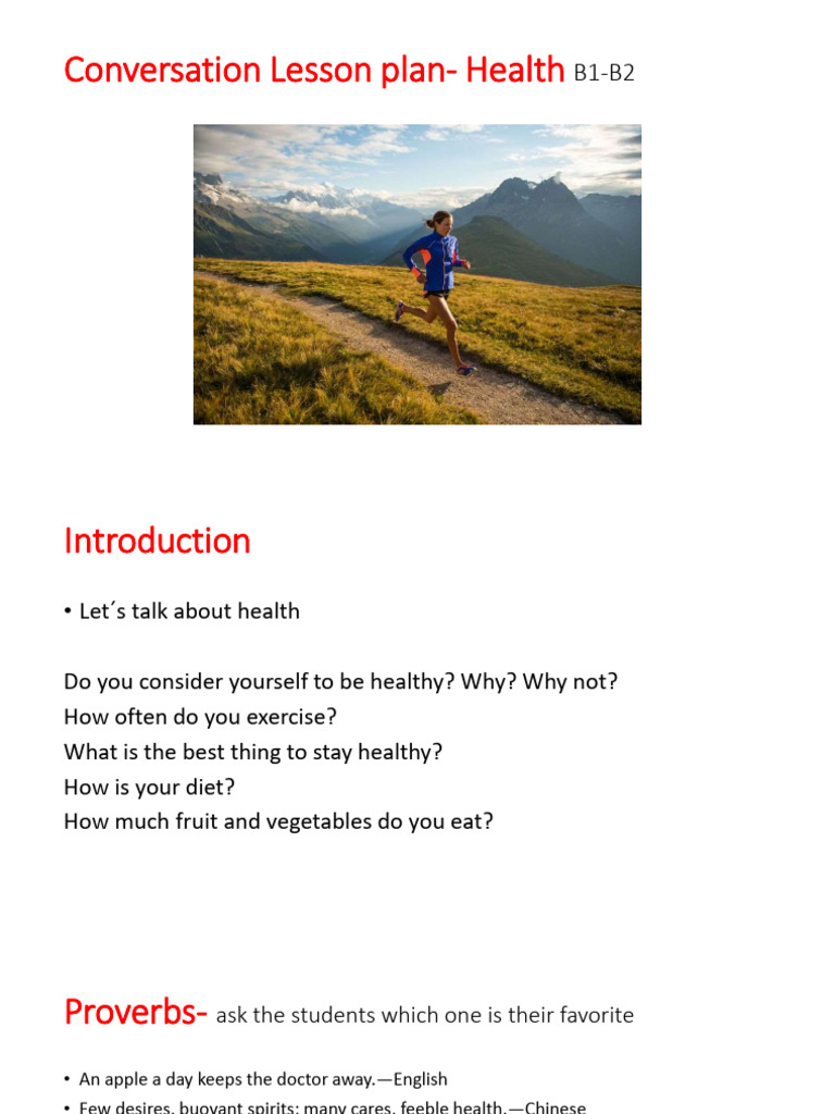 Health Conversation Lesson Plan B1-B2 | PDF | Lifestyle