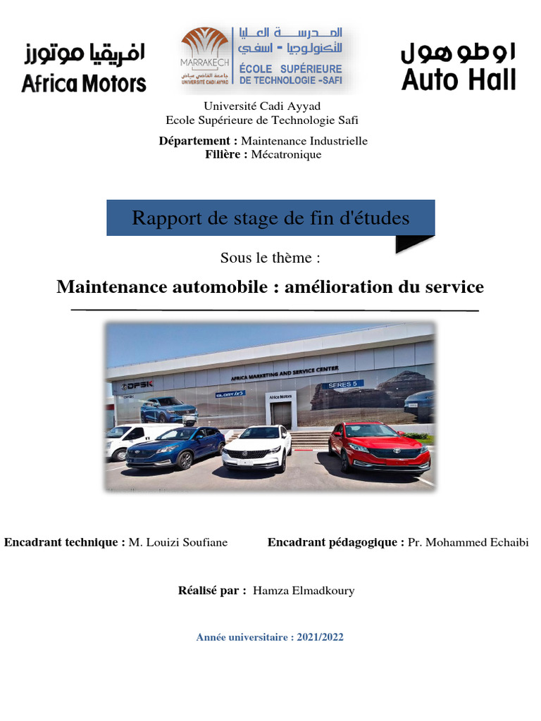 Rapport de stage : Maintenance automobile | PDF | Ingénierie des ...