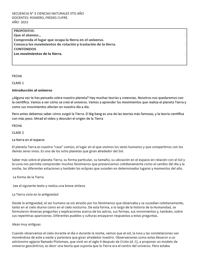 La Tierra y Sus Movimientos | PDF | Tierra | Science