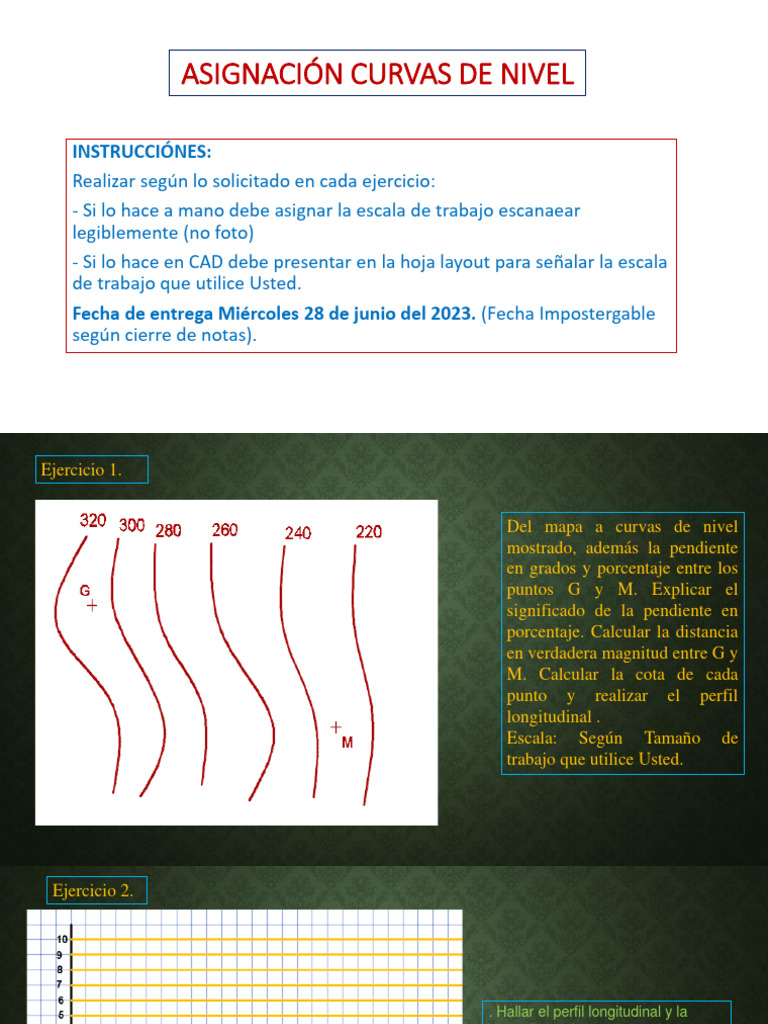 Tareas de Curvas de Nivel y Pendientes | PDF