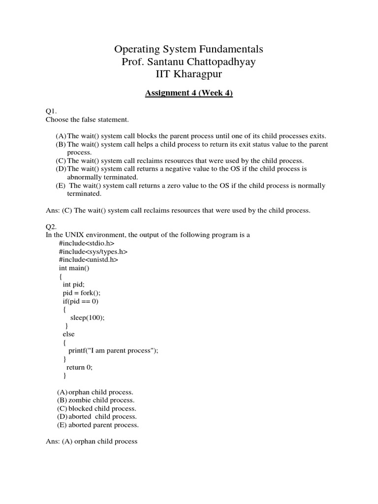 Week 4 Solution | PDF | Process (Computing) | Computing