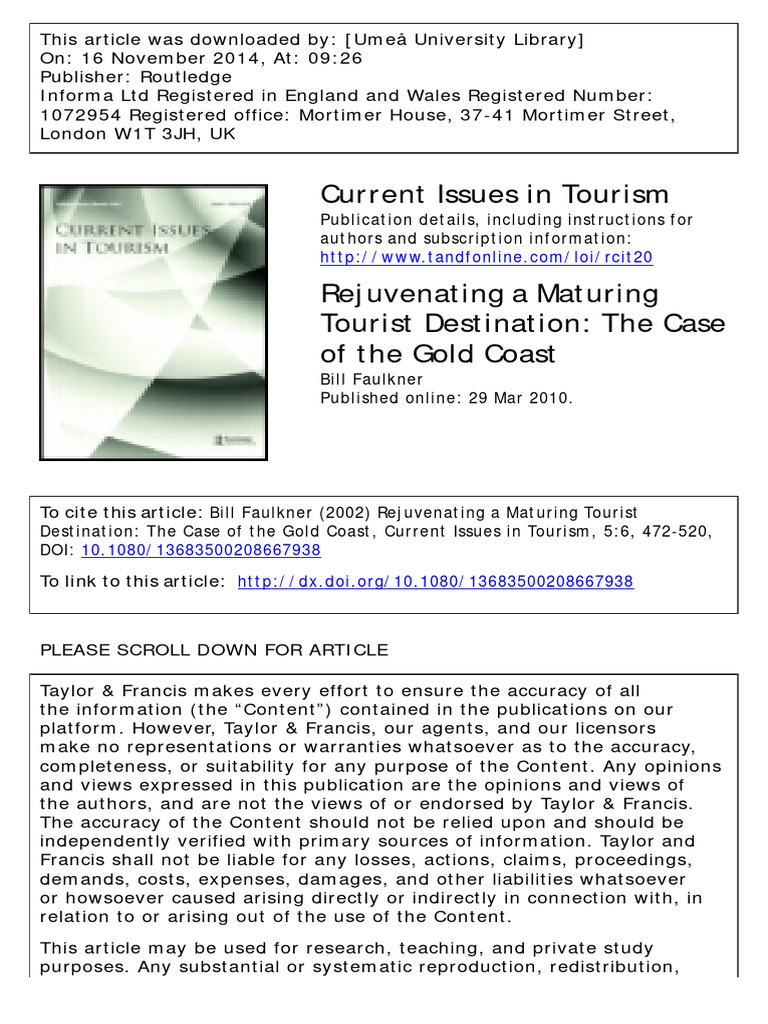 Current Issues in Tourism: To Cite This Article: Bill Faulkner (2002 ...