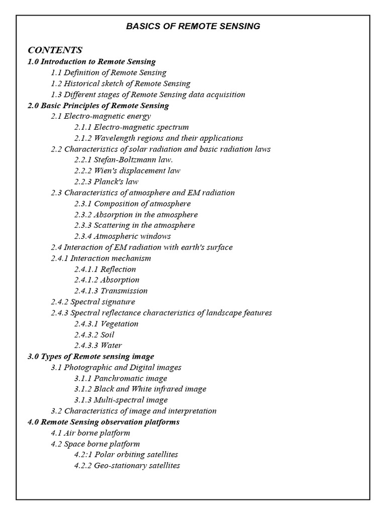 Basics of Remote Sensing | PDF | Electromagnetic Radiation | Infrared