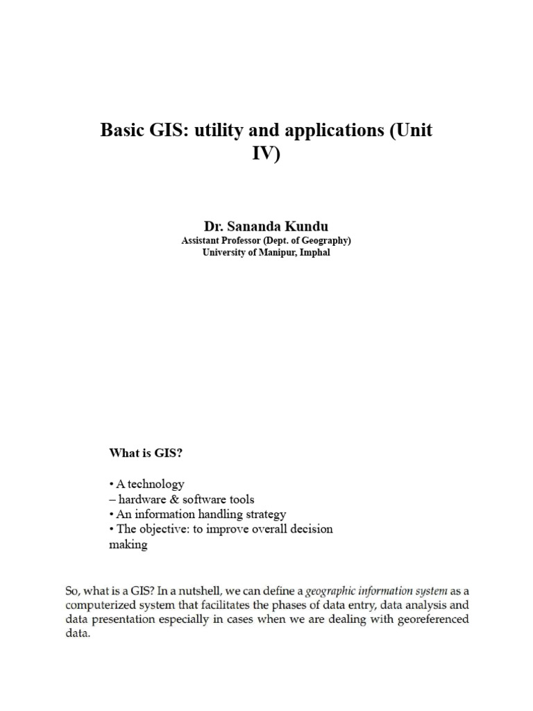 SK Gis Unit IV Part1 Dbms | PDF | Geographic Information System | Databases