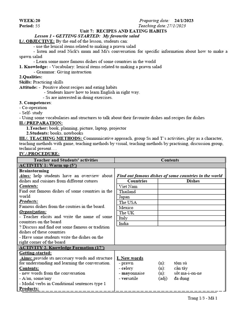 Anh 9 HK Ii 5512 | PDF | Teaching Method | Vietnamese Cuisine