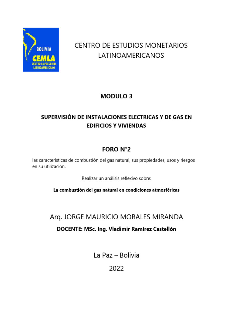 Foro N°2 Jorge Mauricio Morales Miranda GAS | Descargar gratis PDF | Combustión | Gas natural