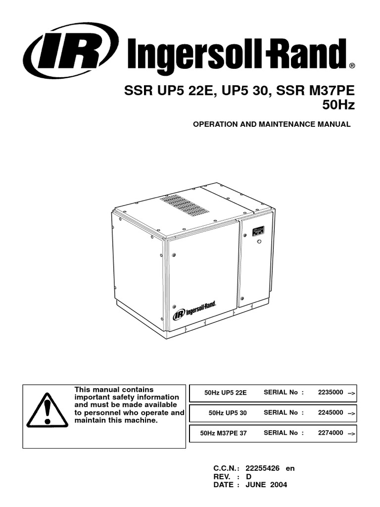 Ingersoll Rand MH37 Ops & Maint Manual | PDF | Valve | Manufactured Goods