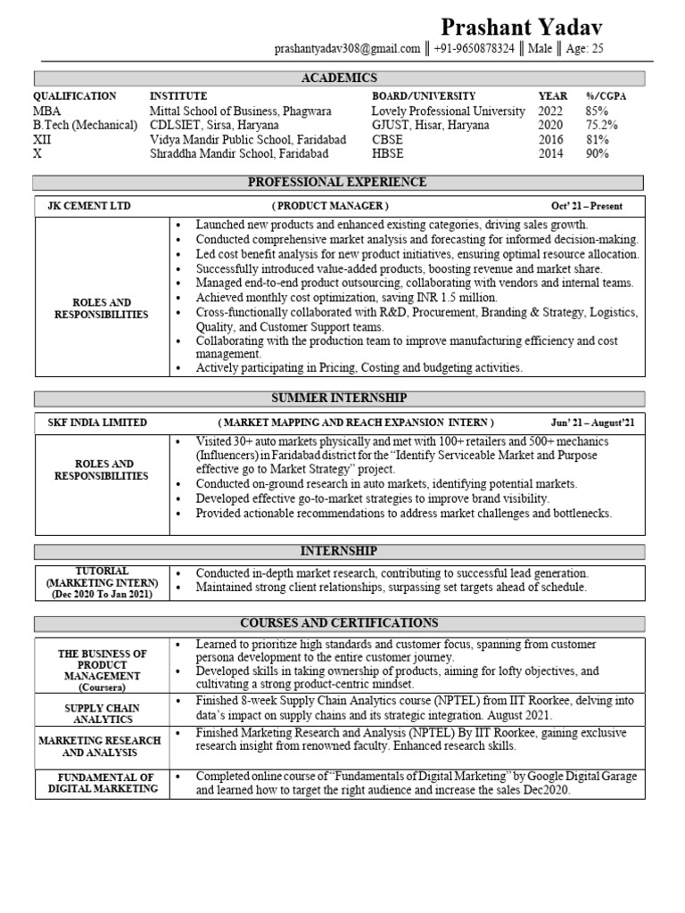 Prashant - Resume 2708 | PDF | Digital Marketing | Analytics
