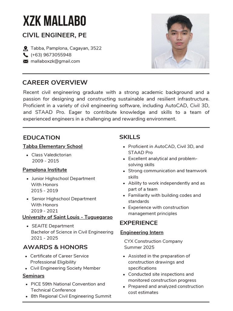 Civil Engineer Resume Overview | PDF | Art