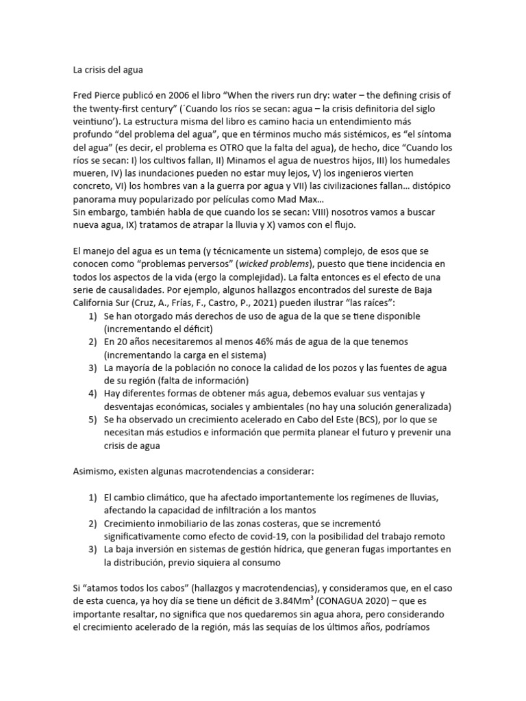 La Crisis Del Agua | PDF | Agua | Ambiente