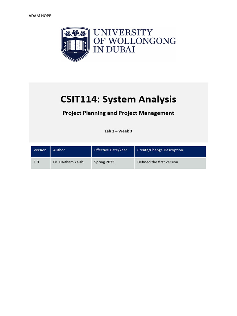 CSIT114 Lab 2: System Analysis Tasks | PDF | Software Development ...