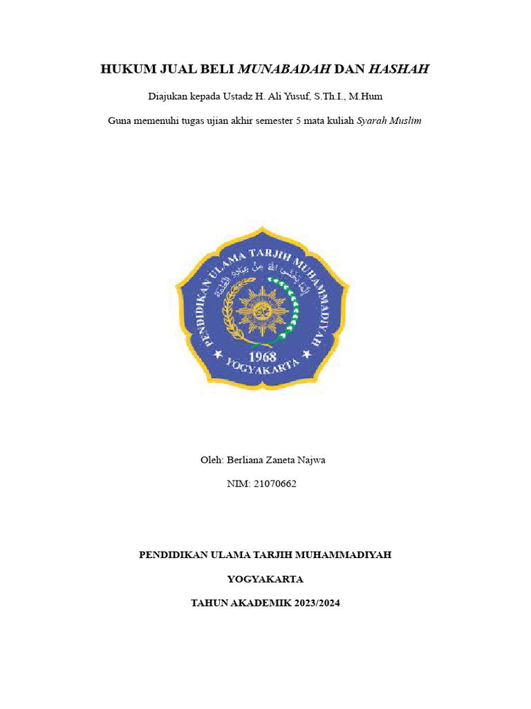 Hukum Jual Beli Munabadah dan Hashah | PDF