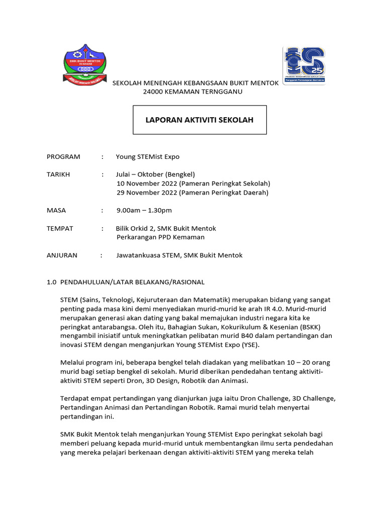 Laporan Young Stemist Expo SMK Bukit Mentok | PDF