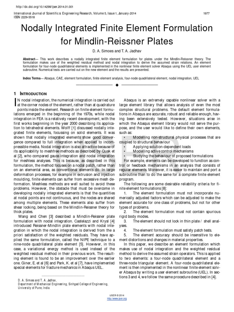 Nodally Integrated Finite Element Formulation | PDF | Mathematics | Physical Sciences