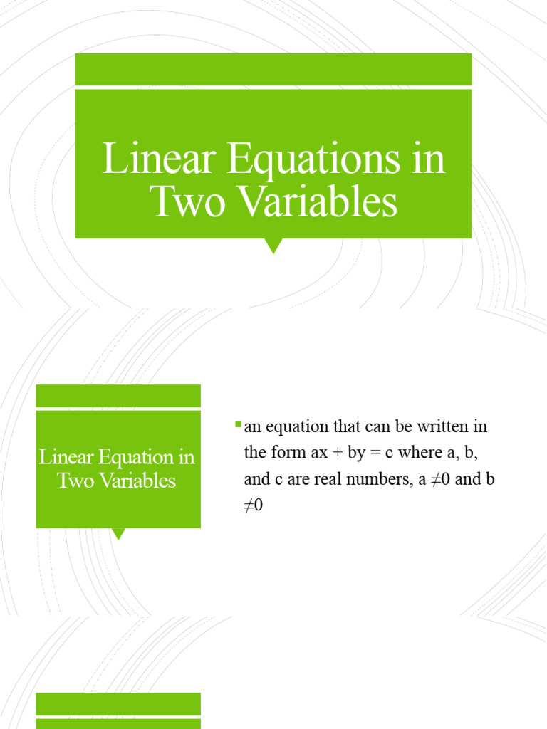 Lessom 2 Linear Equations in Two Variables | PDF | Equations | Variable ...
