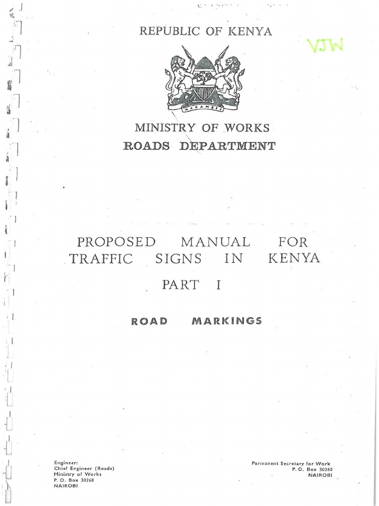 Proposed Manual For Traffic Signs in Kenya Part I Road Markings ...