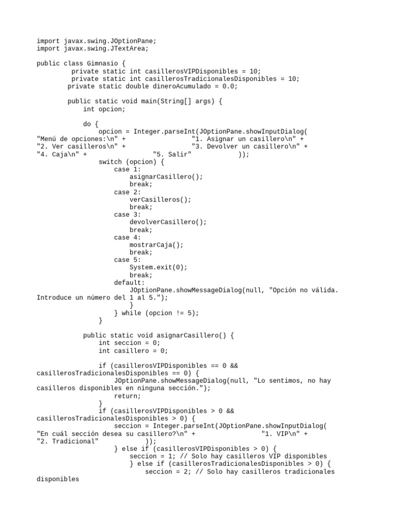 Ejercicio JAVA | PDF | Programación de computadoras | Ingeniería de ... Ejercicio JAVA | PDF | Programación de computadoras | Ingeniería de ...