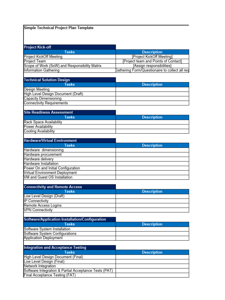 Simple Technical Project Implementation Plan Template 1.1 | PDF ...