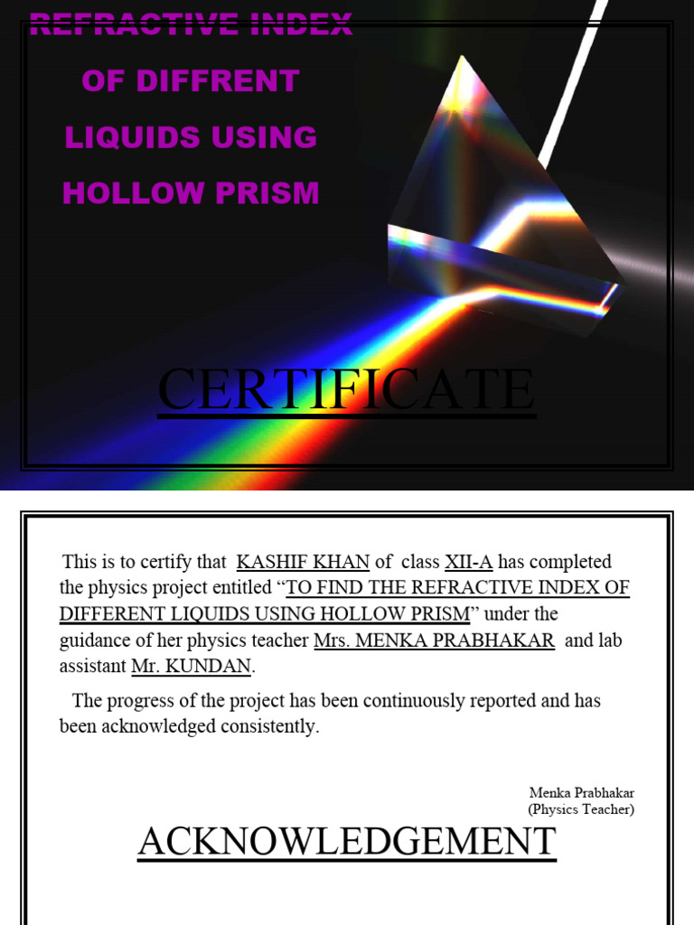 Phy Investigatory | PDF | Refractive Index | Refraction