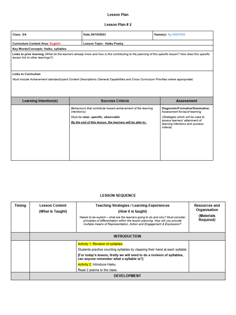 Haiku Lesson 1 | PDF | Learning | Behavior Modification