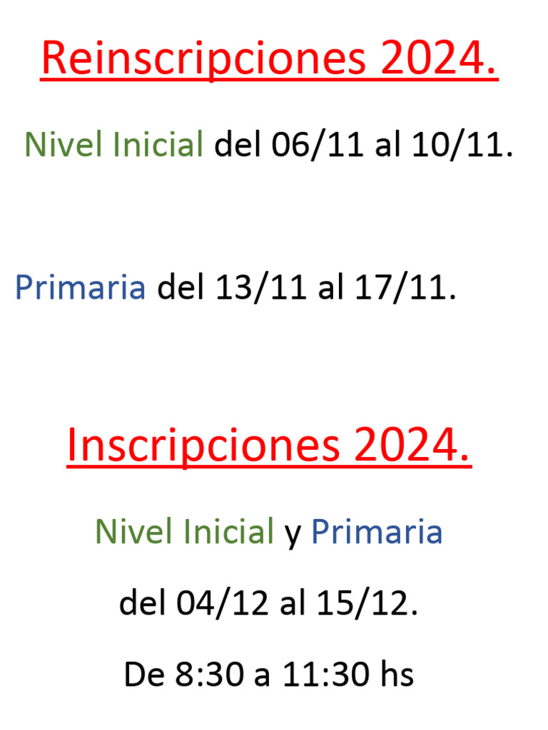 Cartel Inscripciones 2024 Con Requisitos | PDF