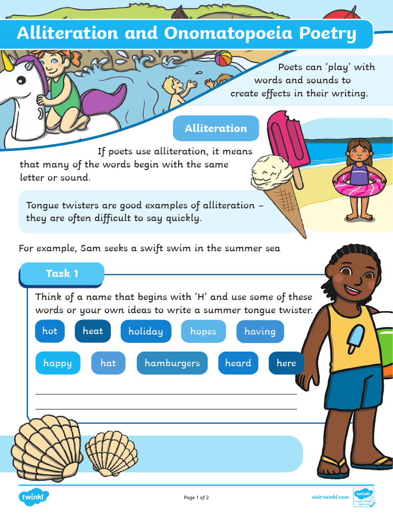 Ni L 485 Alliteration and Onomatopoeia Poetry Activity Ver 2 | PDF ...