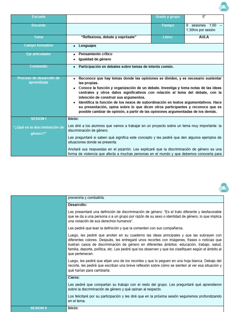 Reflexiona Debate y Expresate | PDF | Evaluación | Igualdad de género